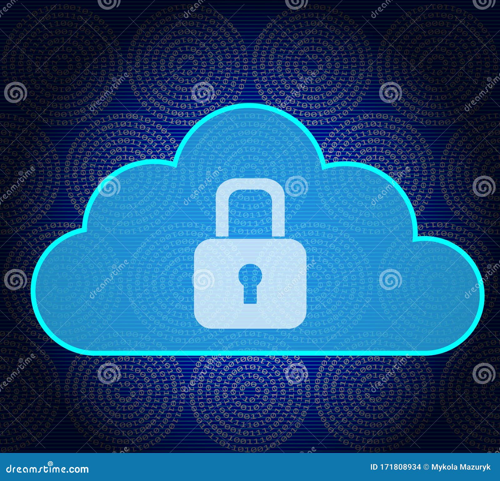 Clouds Information Security Design with Lock and Binary Code Stock Vector - Illustration of ...