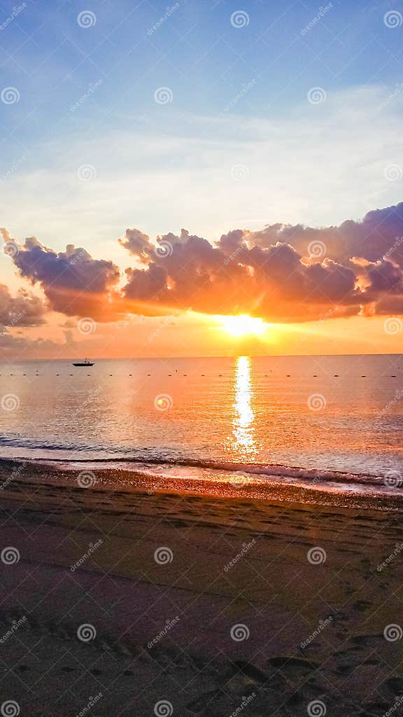 Clouds Intersecting with a Setting Sun Stock Image - Image of view ...