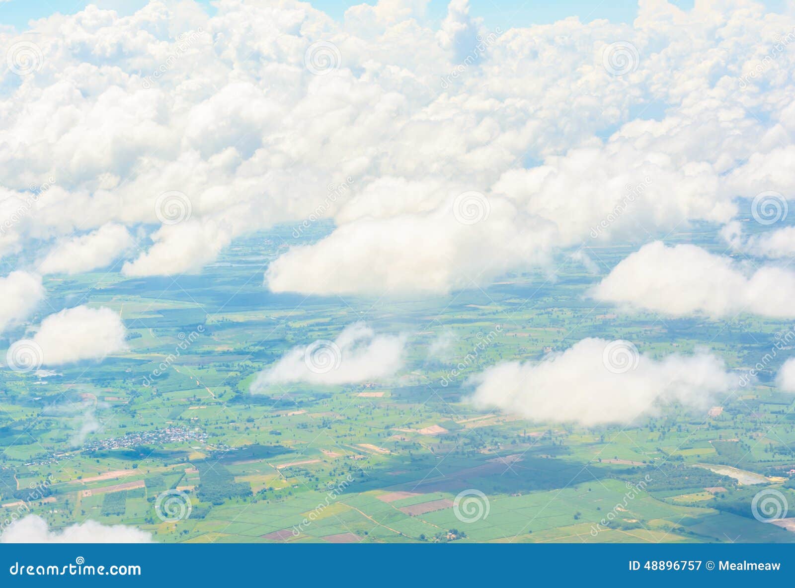 Clouds and Land View from the Window of an Airplane Stock Image - Image ...