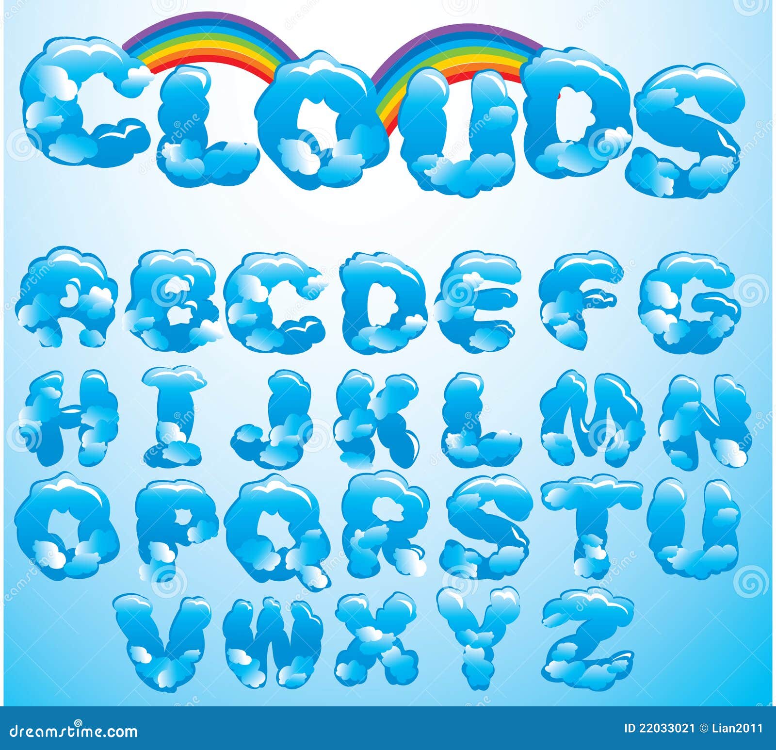 Clouds letters stock vector. Illustration of blue, creativity - 22033021