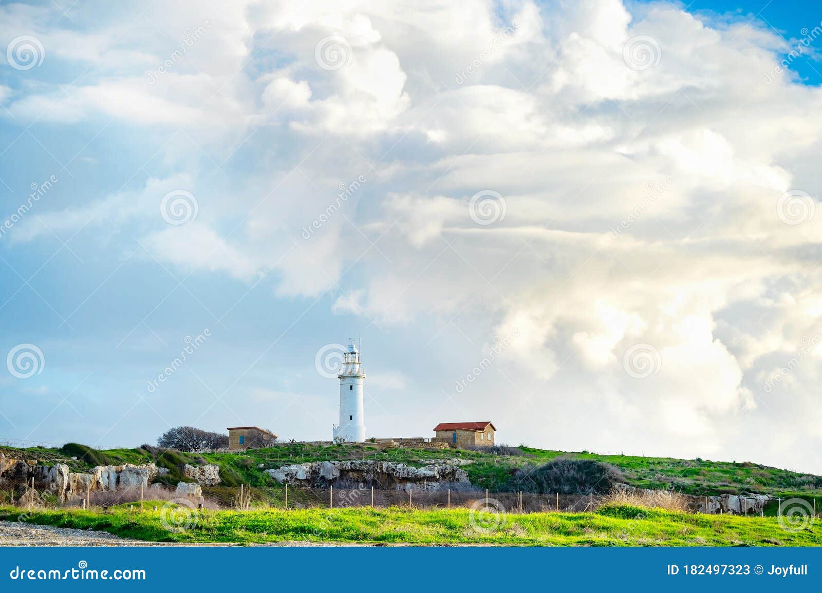 Clouds Lighthouse Seaside Paphos Cyprus Stock Image - Image of ...