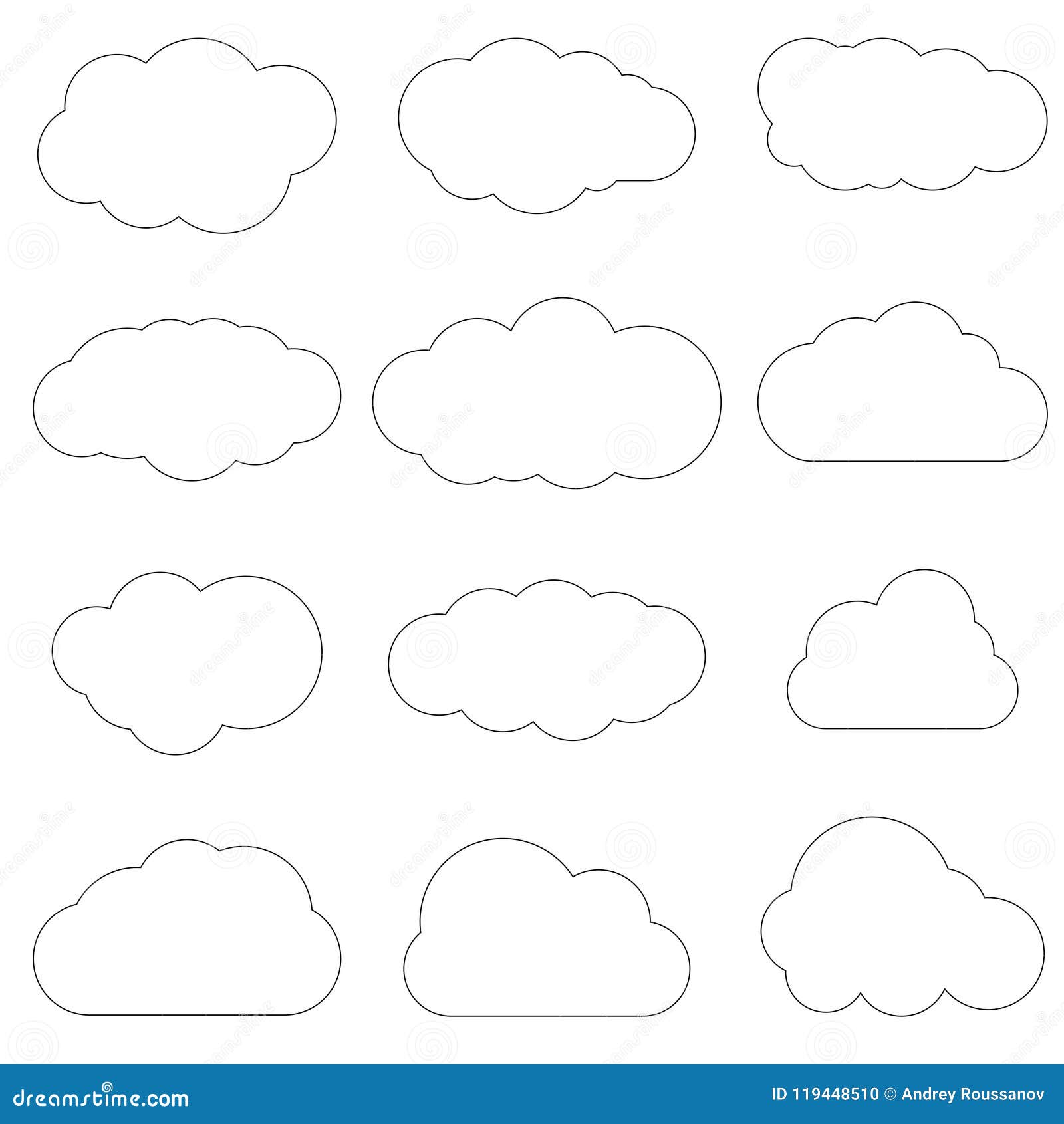 Clouds Line Art Icon Storage Solution Element Databases Networking Software Image Cloud And