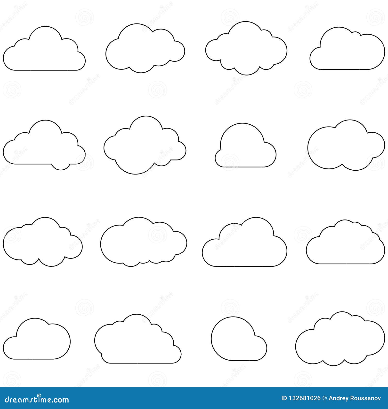 Clouds Line Art Icon Storage Solution Element Databases Networking Software Image Cloud Or