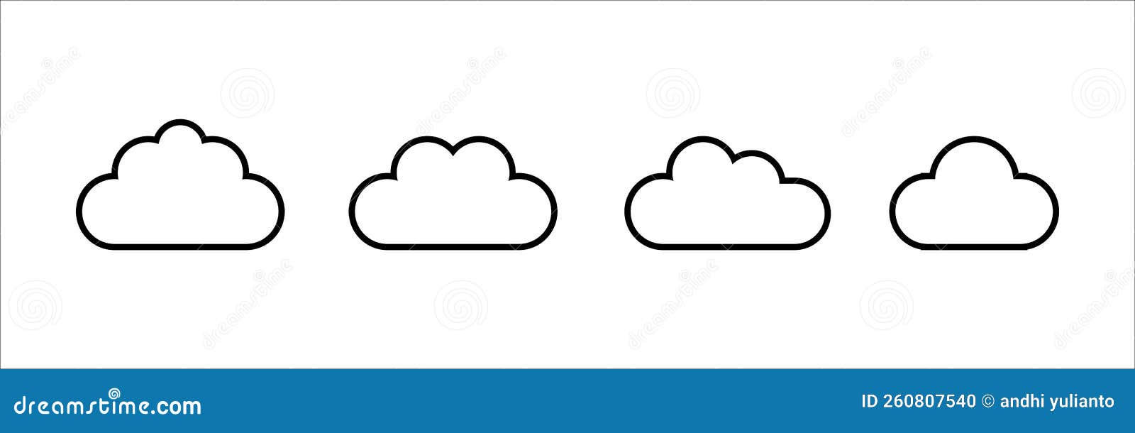 Clouds Line Icon Set. Cloud Outline Vector Icons in Various Shape ...