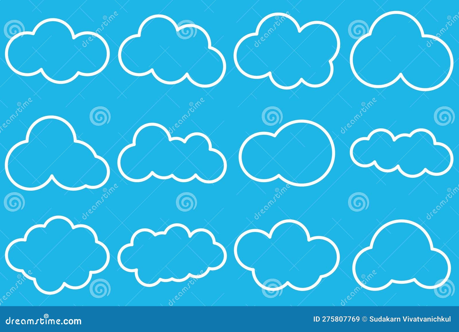 Clouds Line Icon Set. Vector Illustration. Stock Vector - Illustration ...
