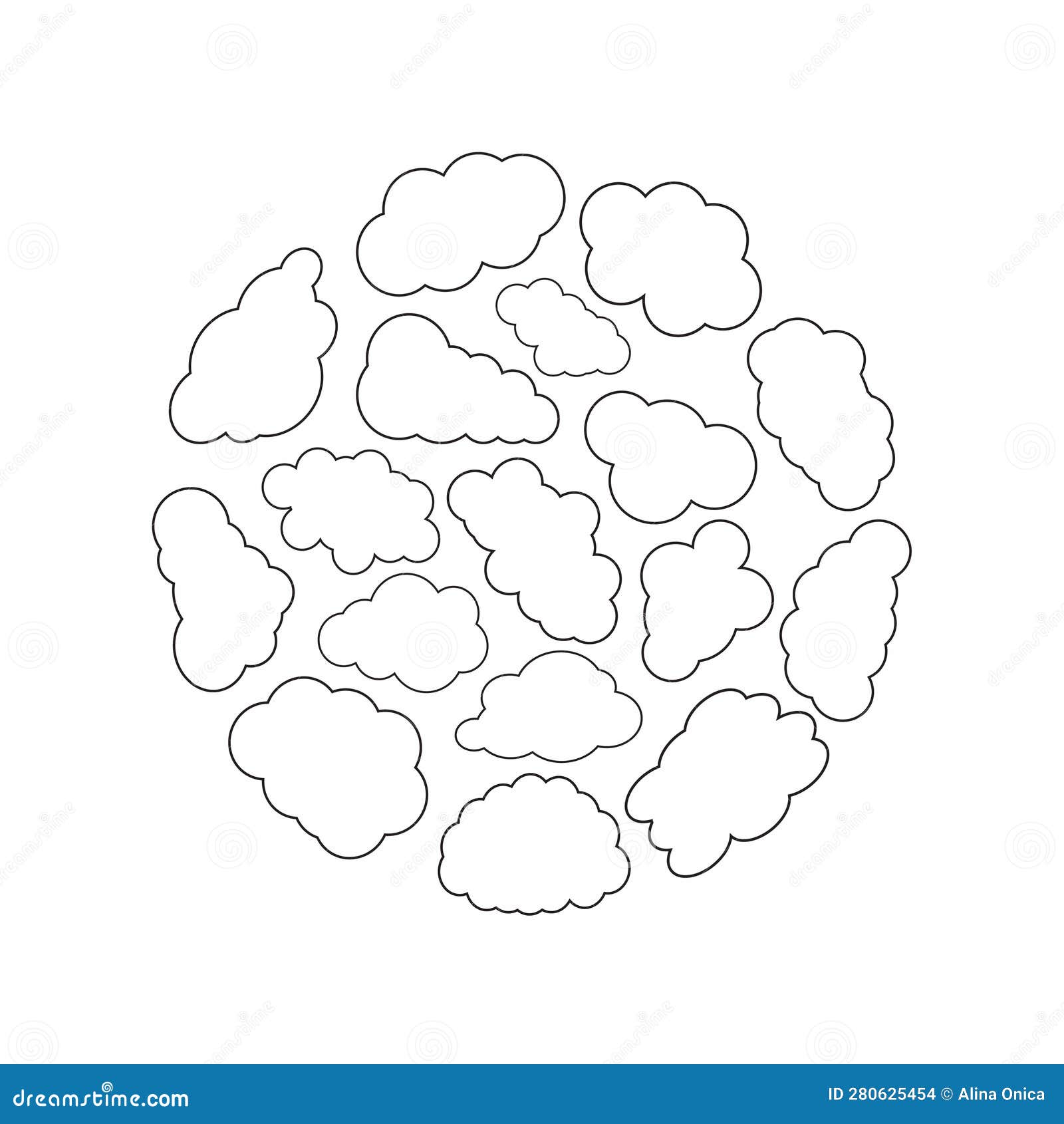 Clouds Lined Circle. Good Weather Abstract Stylized Symbols in Flat ...