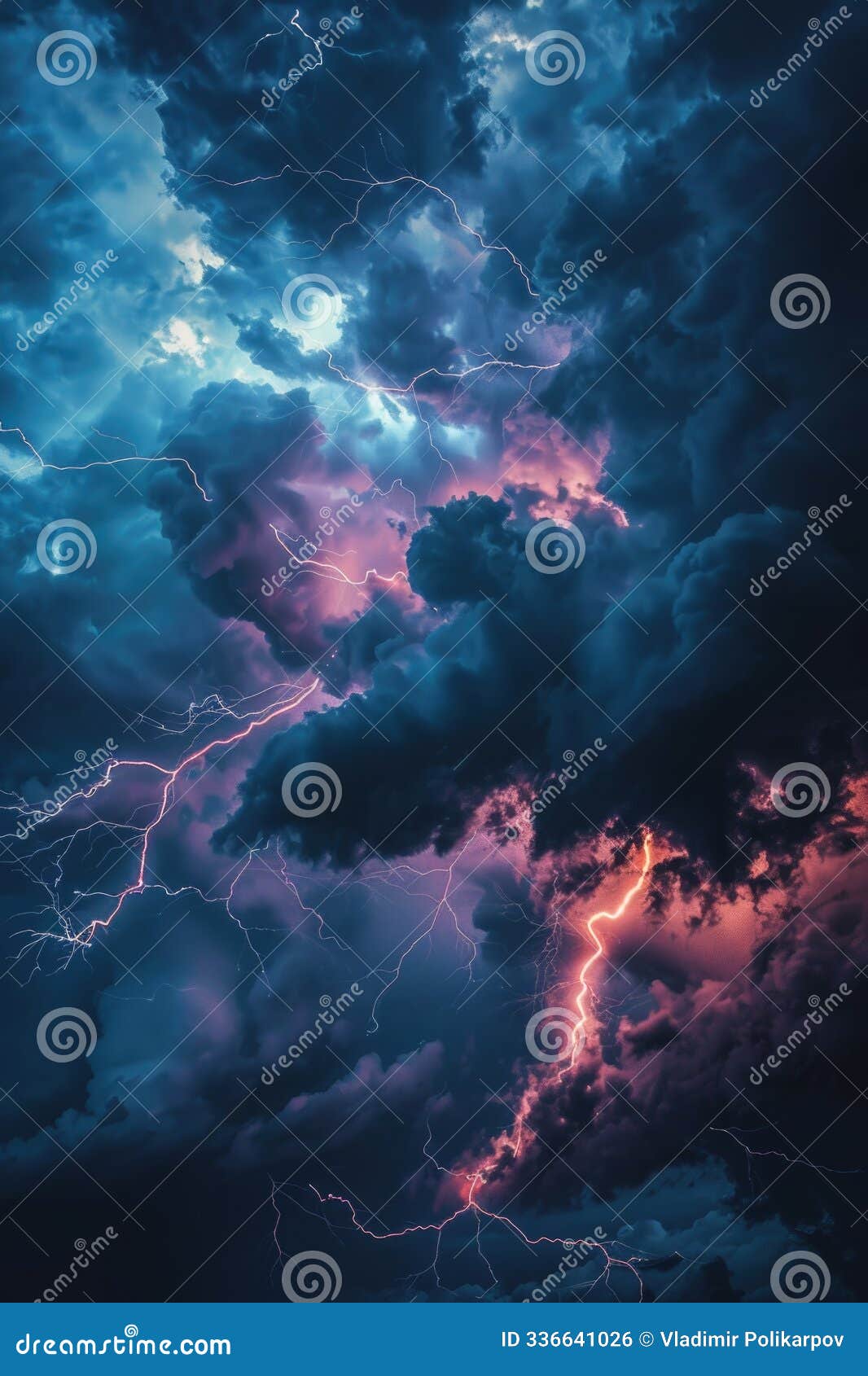 Clouds Lit Up by Powerful Lightning Bolts during a Thunderstorm Stock ...