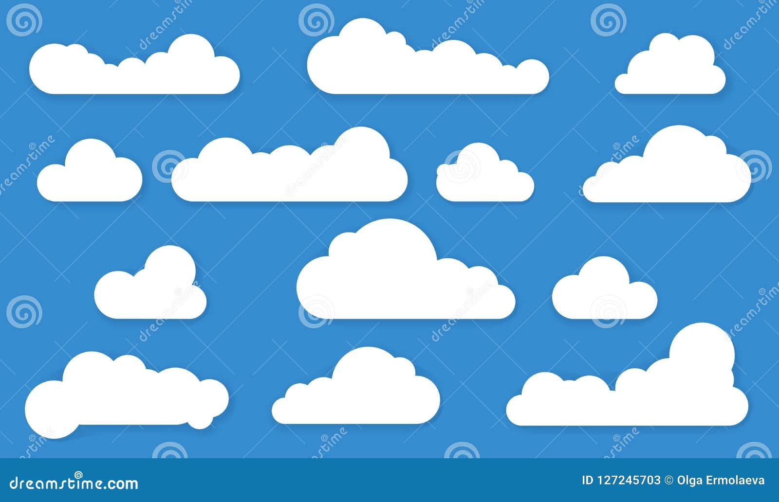 Clouds long shadow icons. stock vector. Illustration of internet ...