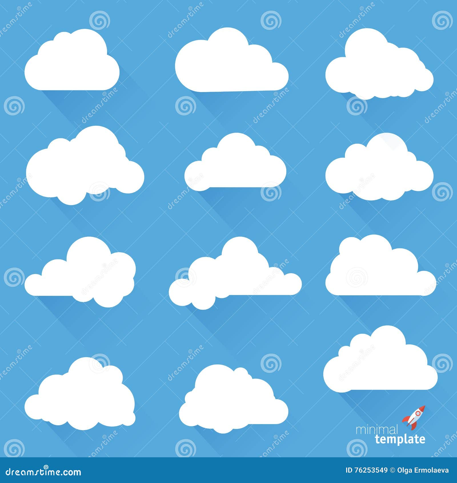 Clouds long shadow icons. stock vector. Illustration of bubble - 76253549