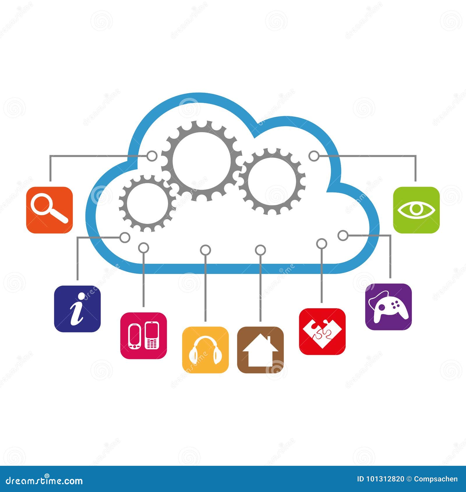Clouds and Many Apps, Internet and Apps Logo Stock Vector ...