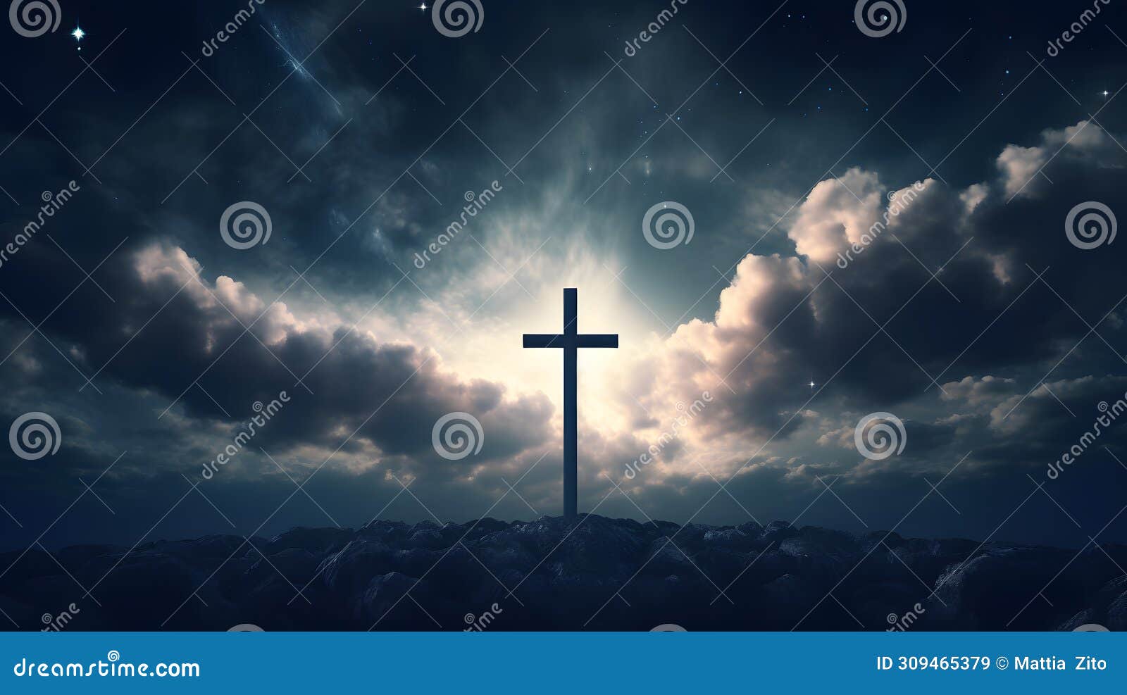 The Clouds Meet in To the Cross Stock Image - Image of salvation, bible ...