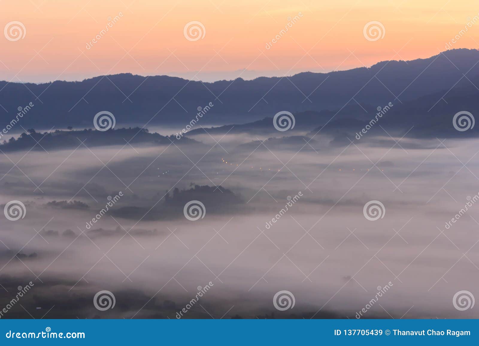 Clouds and Mist Covered at the Top of Mountain Stock Image - Image of ...