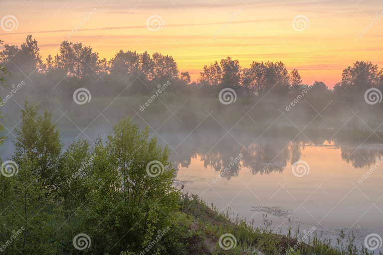 Clouds of Mist Float Over the River Stock Photo - Image of float ...