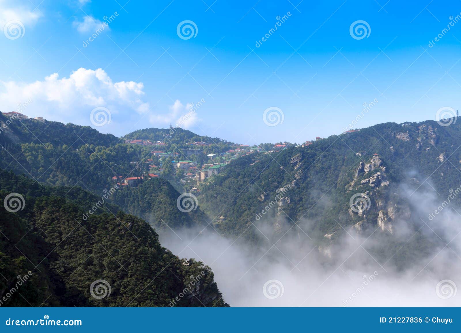 Clouds and Mist in the Mountain Town Stock Photo - Image of forest ...