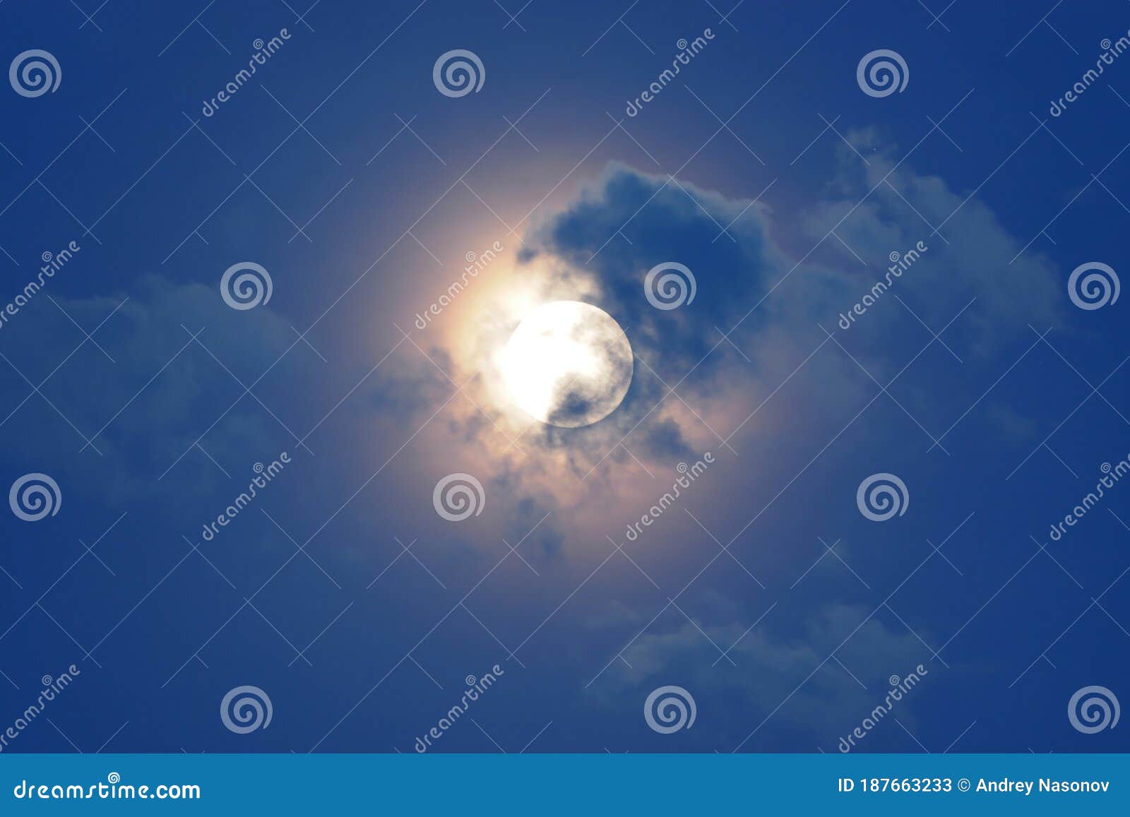 Clouds in the Moonlight from Full Moon. Stock Image - Image of bright ...