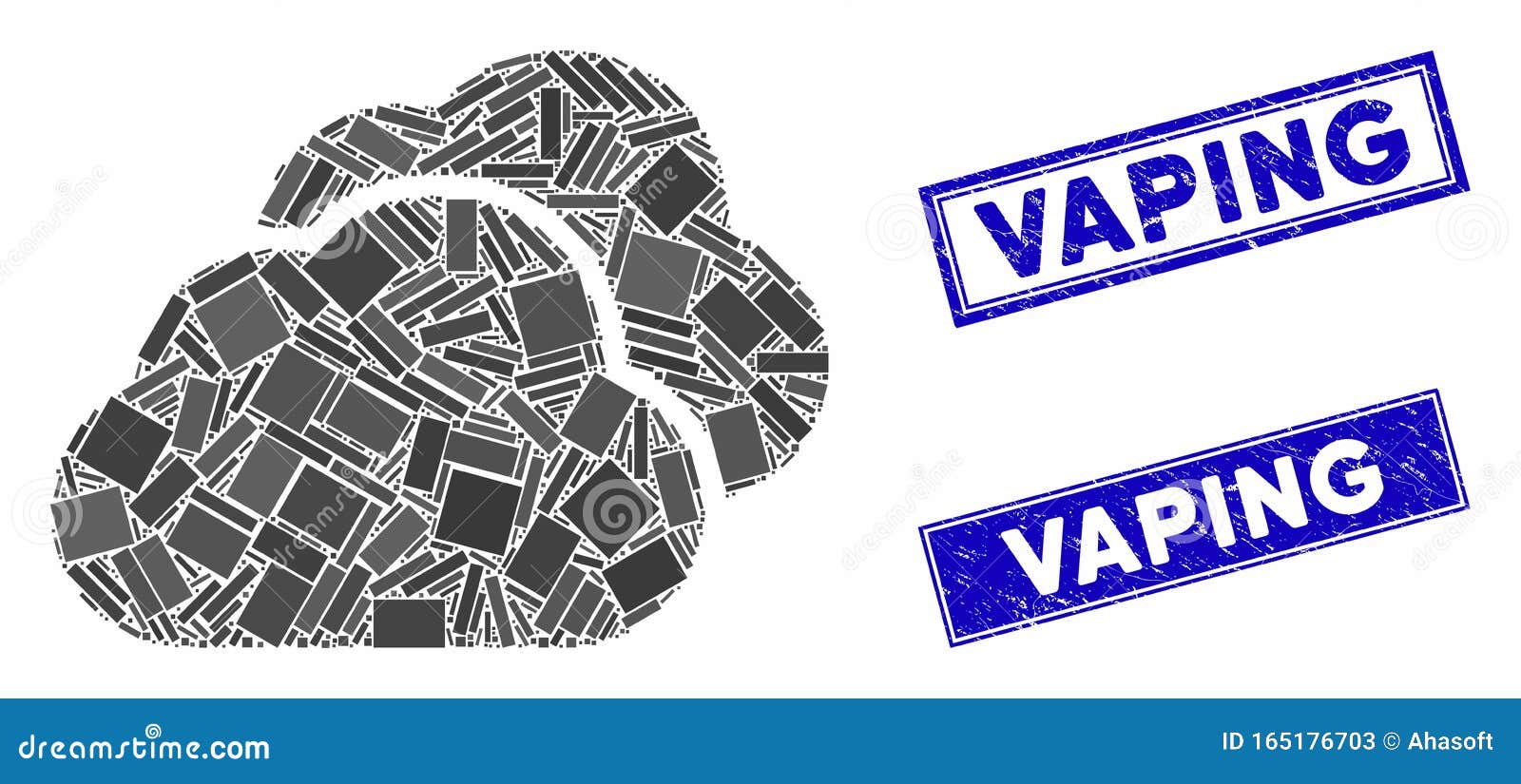 Clouds Mosaic and Distress Rectangle Vaping Stamp Seals Stock Vector ...