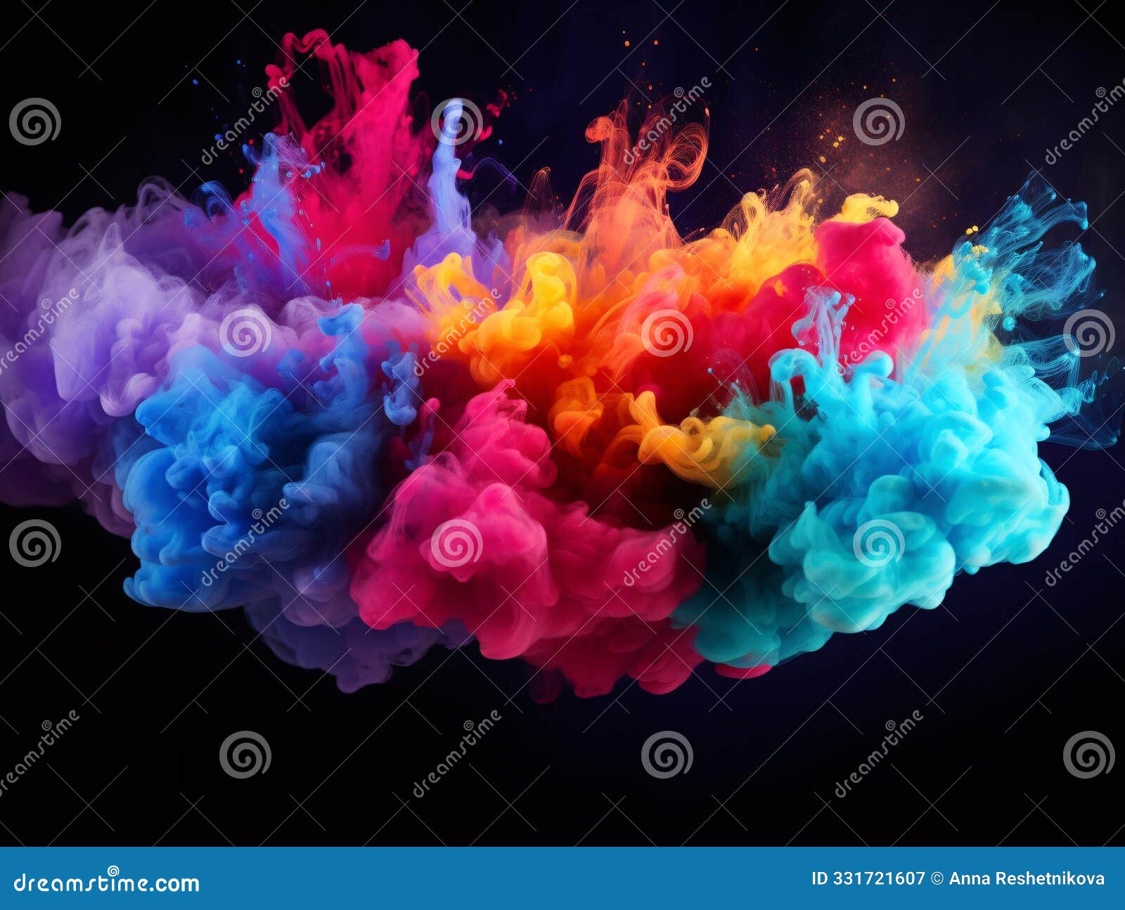 Clouds of Multi-colored Dust on a Black Background. Artificial ...