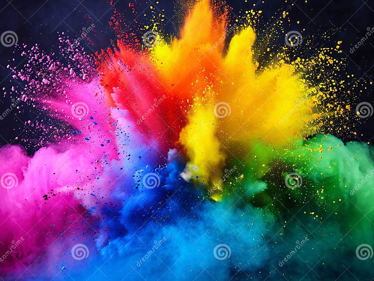 Clouds of Multi-colored Dust on a Black Background. Artificial ...