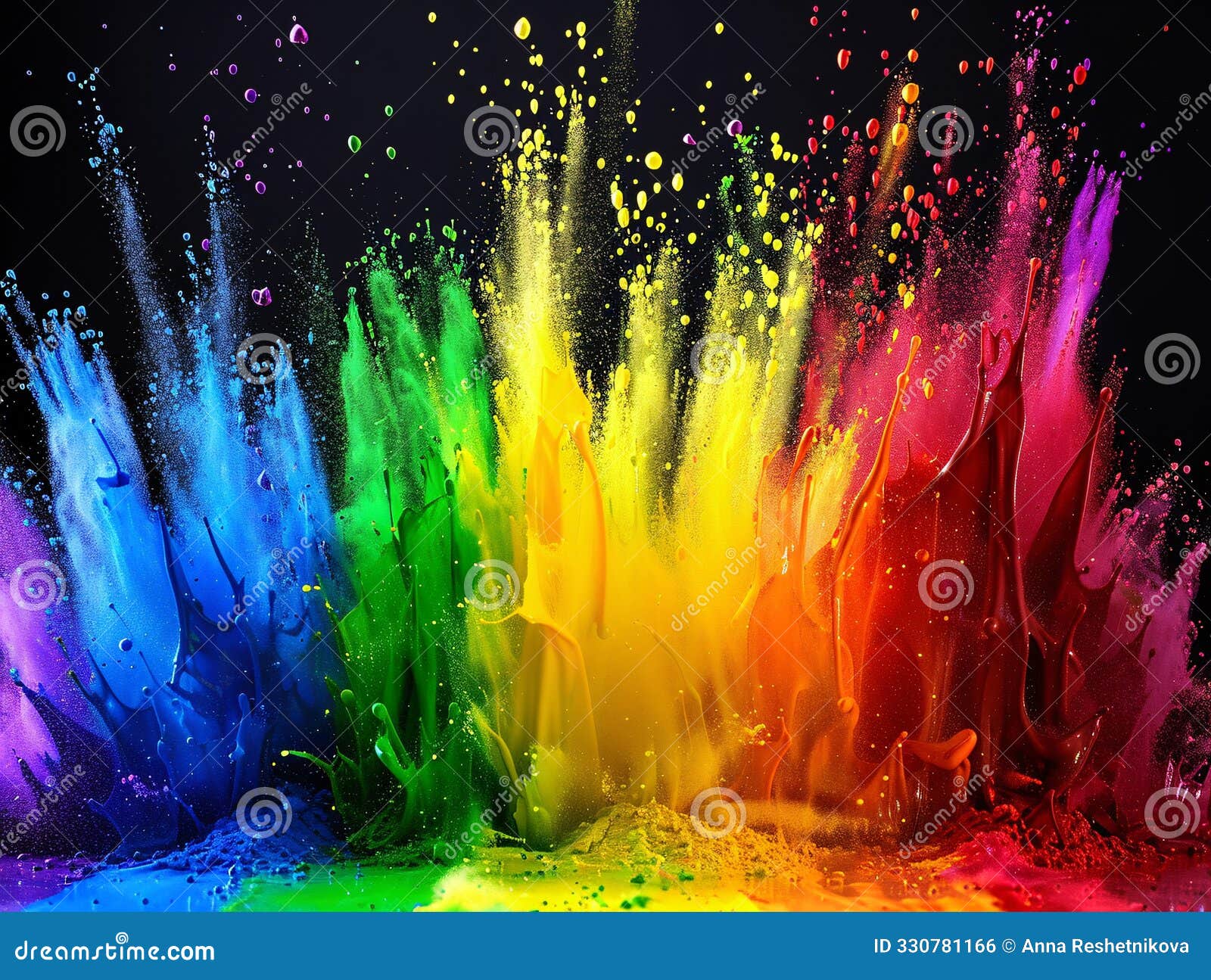 Clouds of Multi-colored Dust on a Black Background. Artificial ...