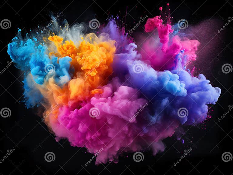 Clouds of Multi-colored Dust on a Black Background. Artificial ...