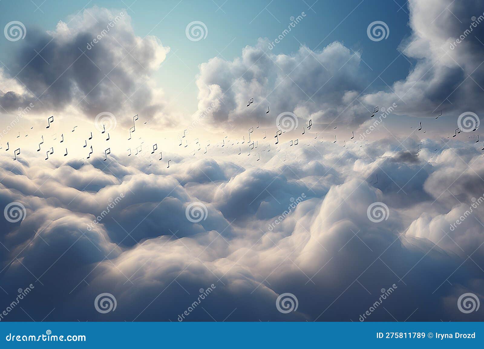 Clouds Music Notes on Blue Sky with Clouds . Generative AI Stock ...