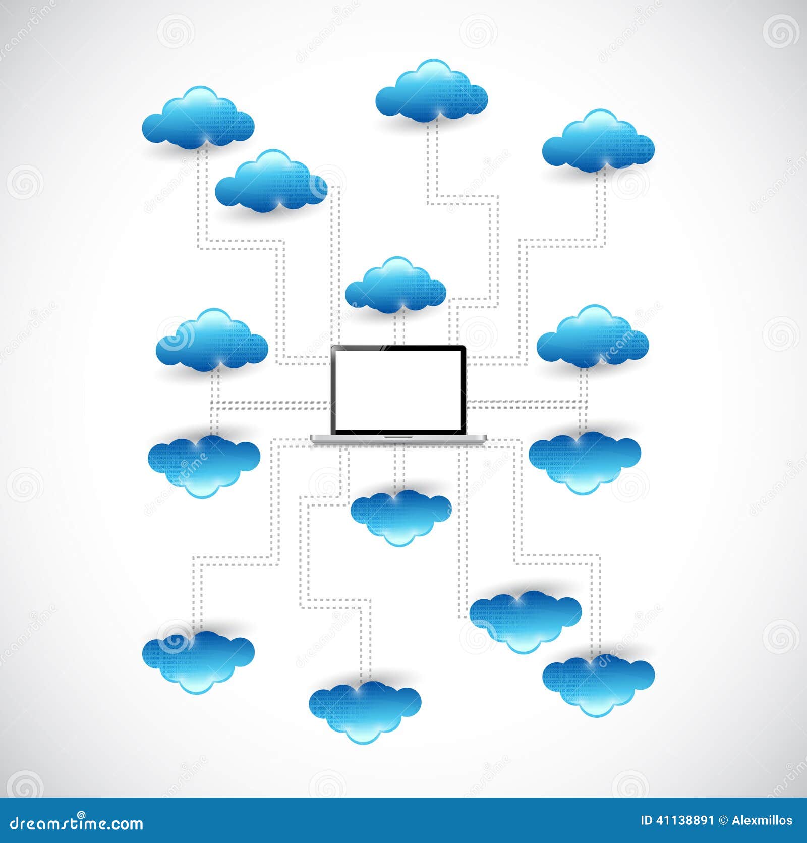 Clouds Network and Laptop Diagram Illustration Stock Illustration ...