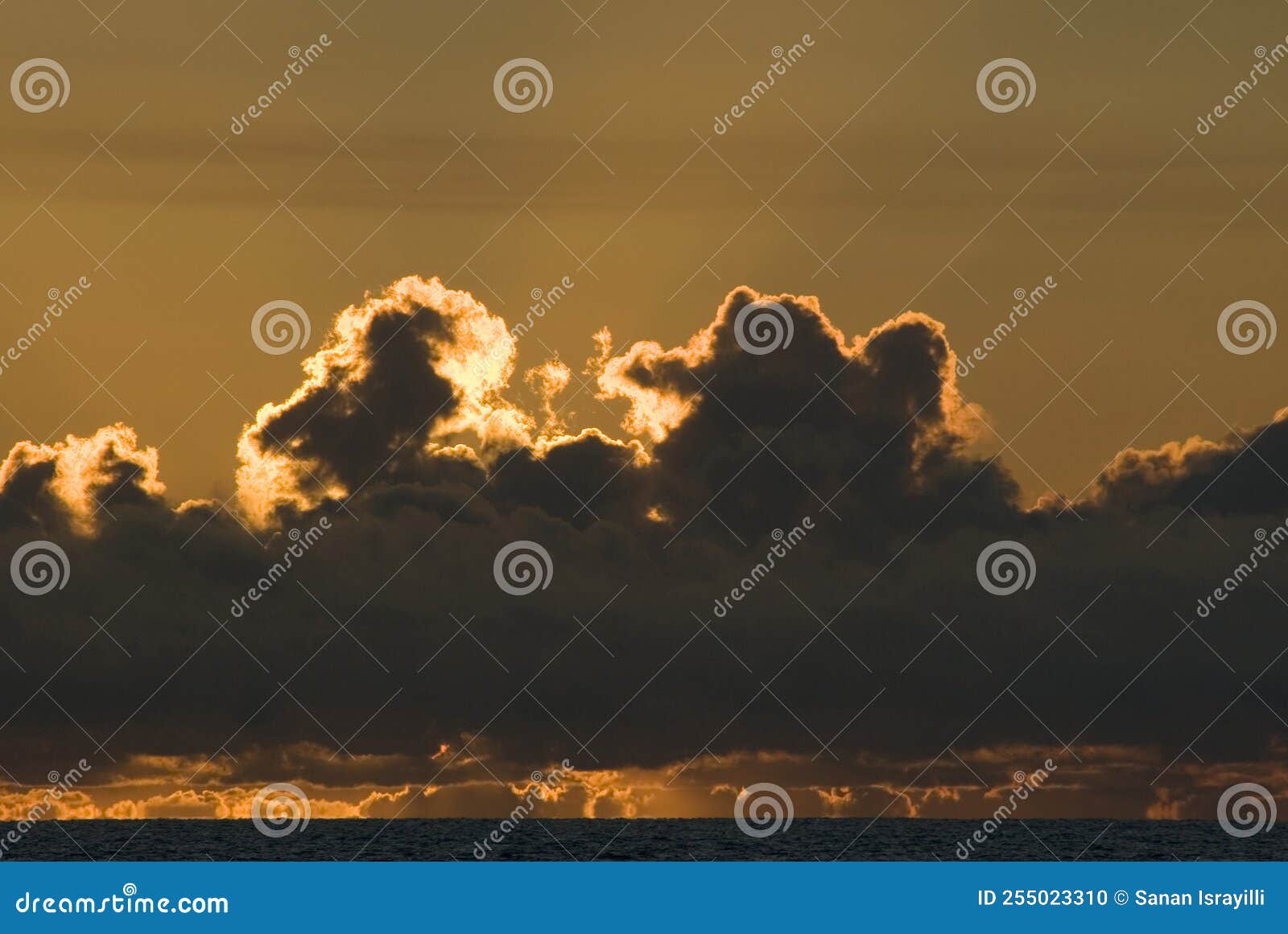 Clouds with orange lining stock photo. Image of light - 255023310