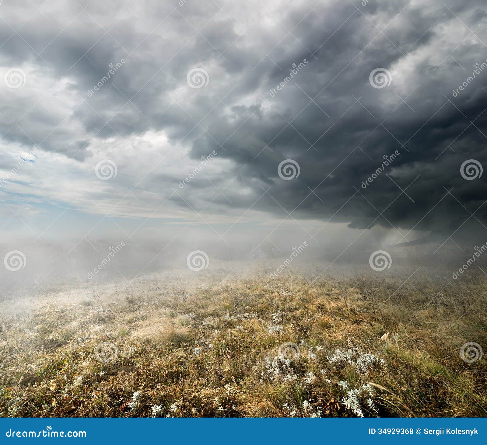 Clouds Over the Autumn Field Stock Photo - Image of gloomy, idyllic ...