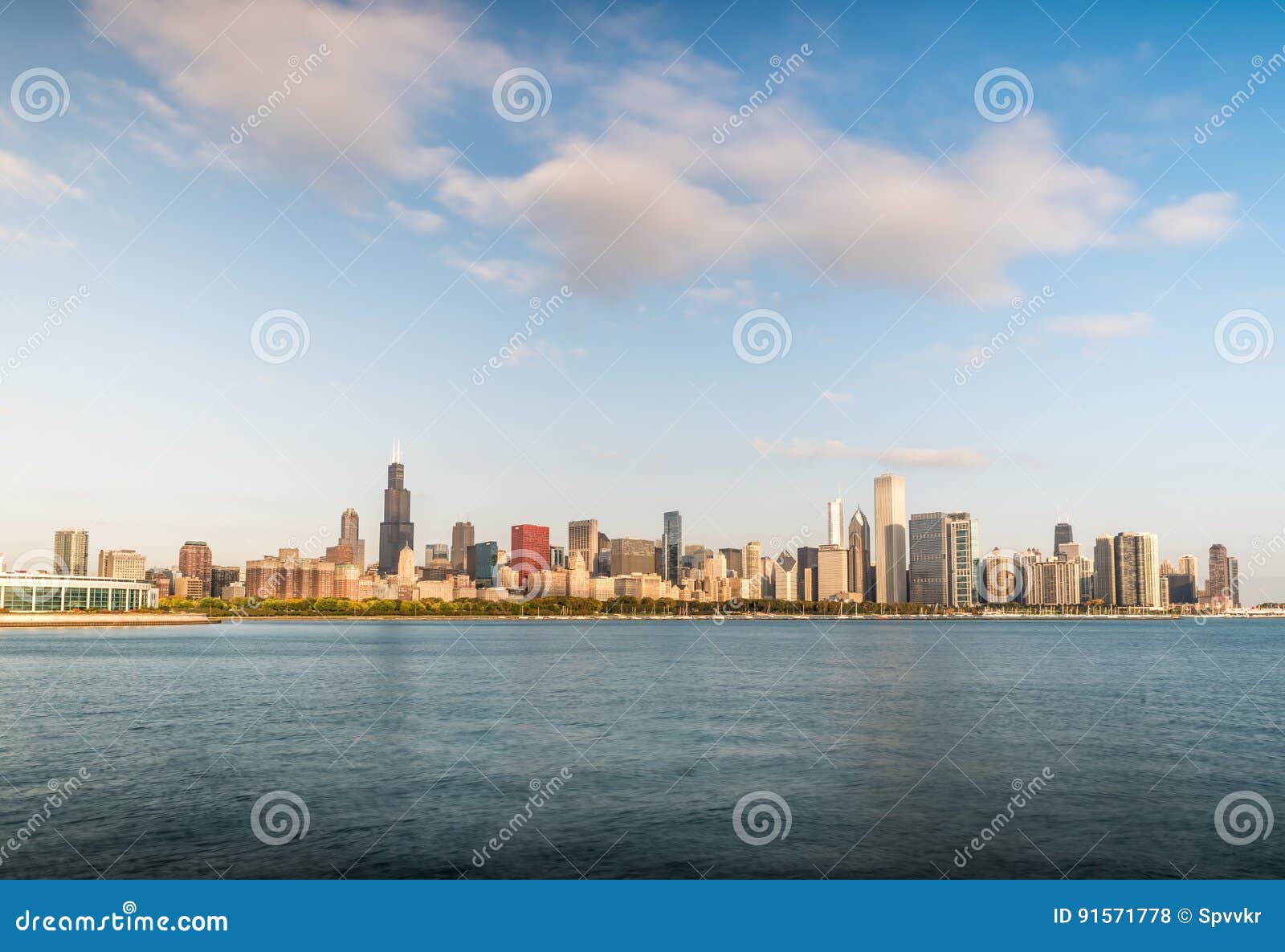 Clouds Over Morning Chicago Downtown Editorial Stock Photo - Image of ...