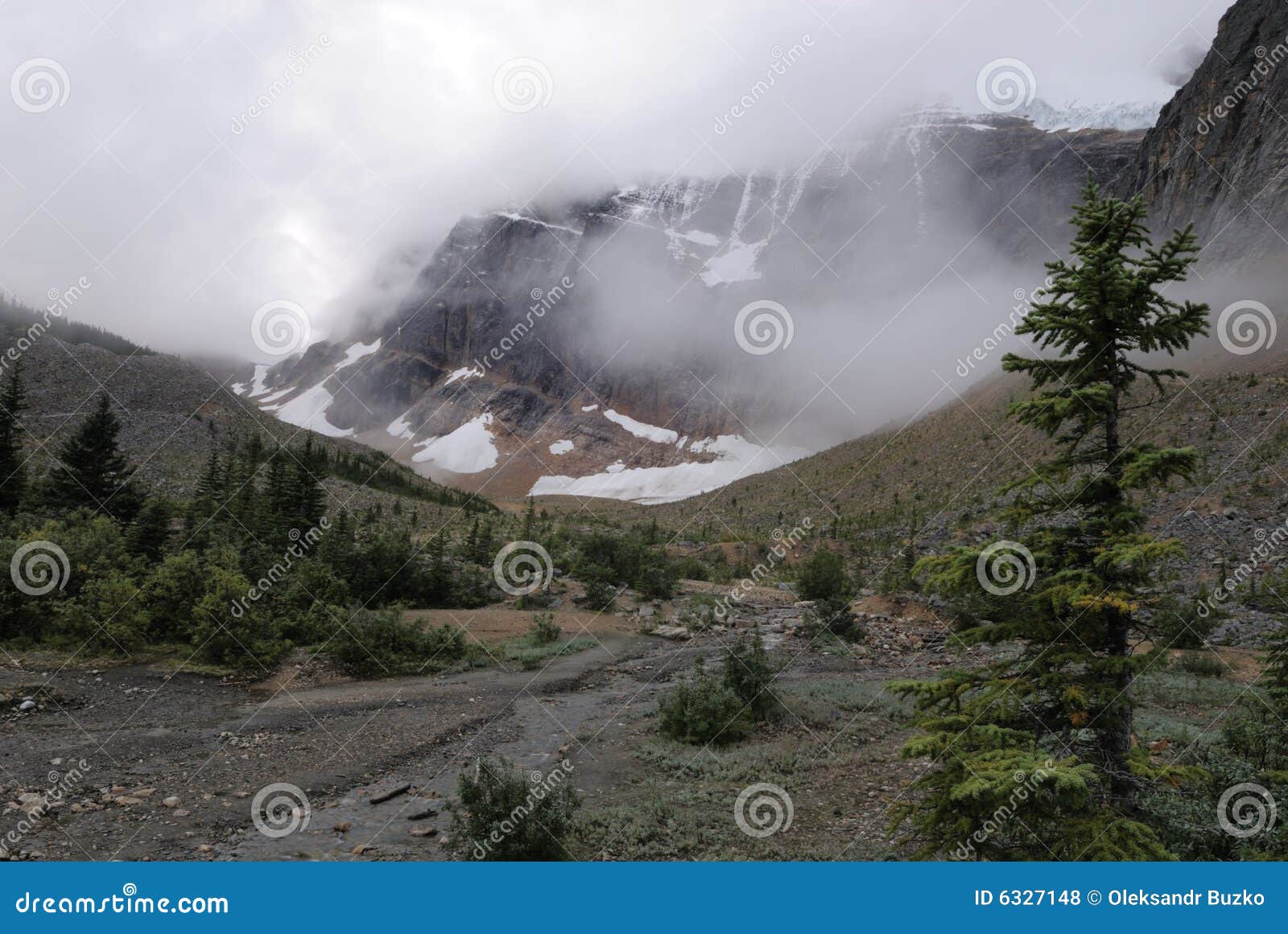 Clouds Over Mount Edith Cavell in Canadian Rockies Stock Photo - Image ...