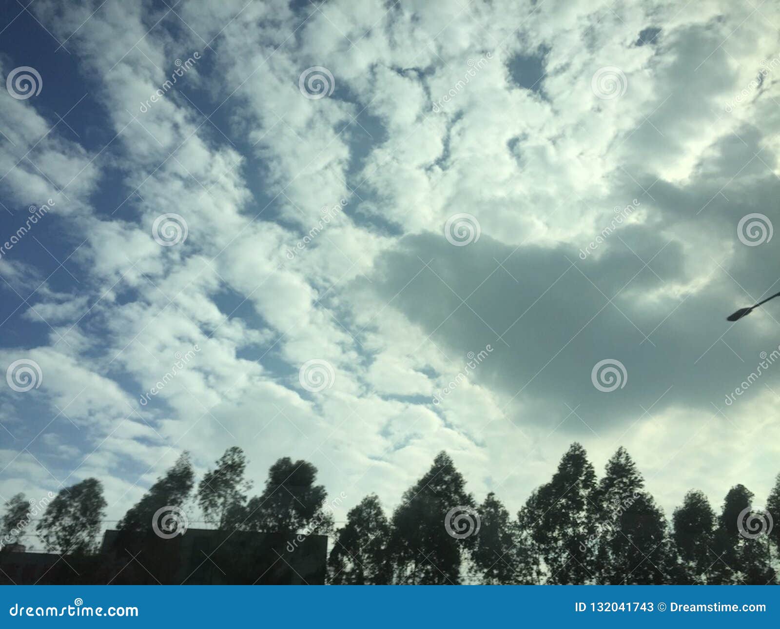 Clouds Over Plenty of Trees Stock Image - Image of calm, roadlamps ...