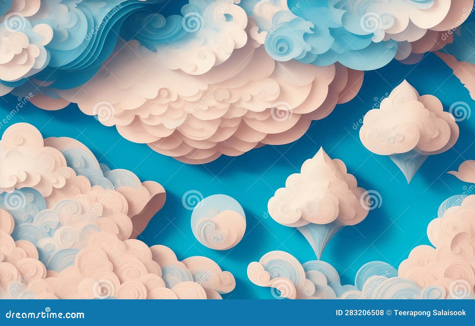 Clouds Quilled Paper Abstract Design, Generative AI Illustration Stock ...