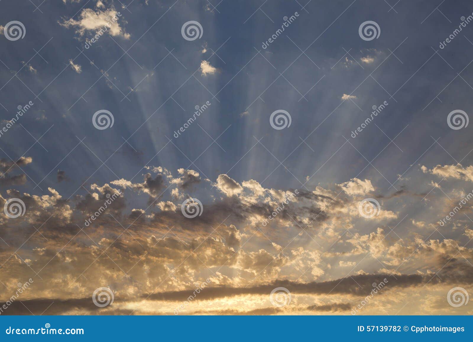 Clouds with Radiating Crepuscular Sun Rays Stock Photo - Image of seaon ...