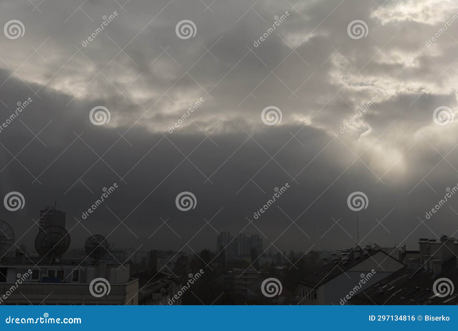 Clouds with Rain Coming Over the City Stock Photo - Image of cloud ...