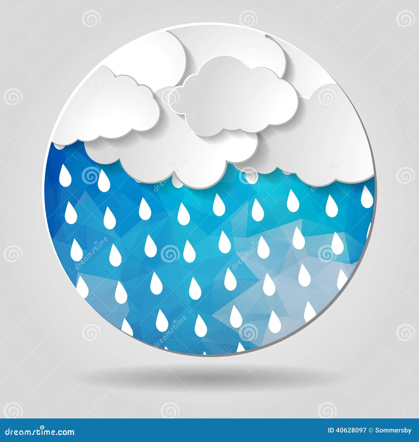 Clouds with Rain Drops on the Abstract Blue Geometric Circular S Stock ...
