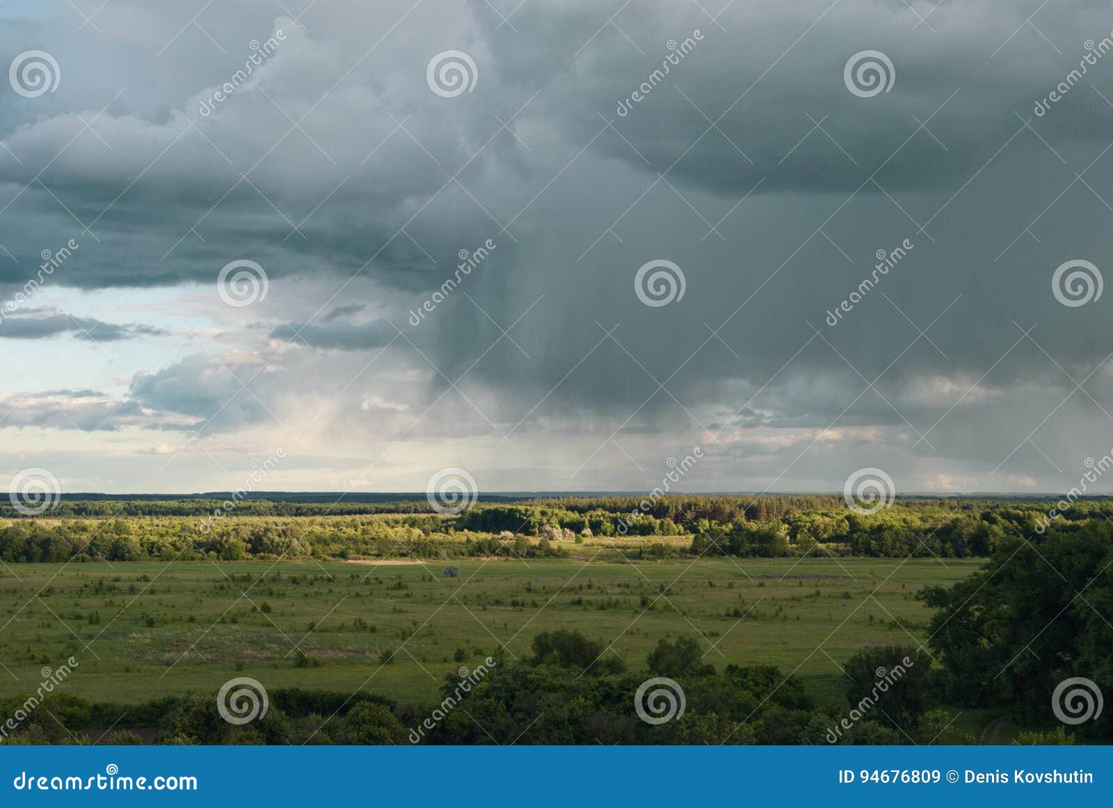Clouds and Rain Over Fields and Forests Stock Image - Image of ...