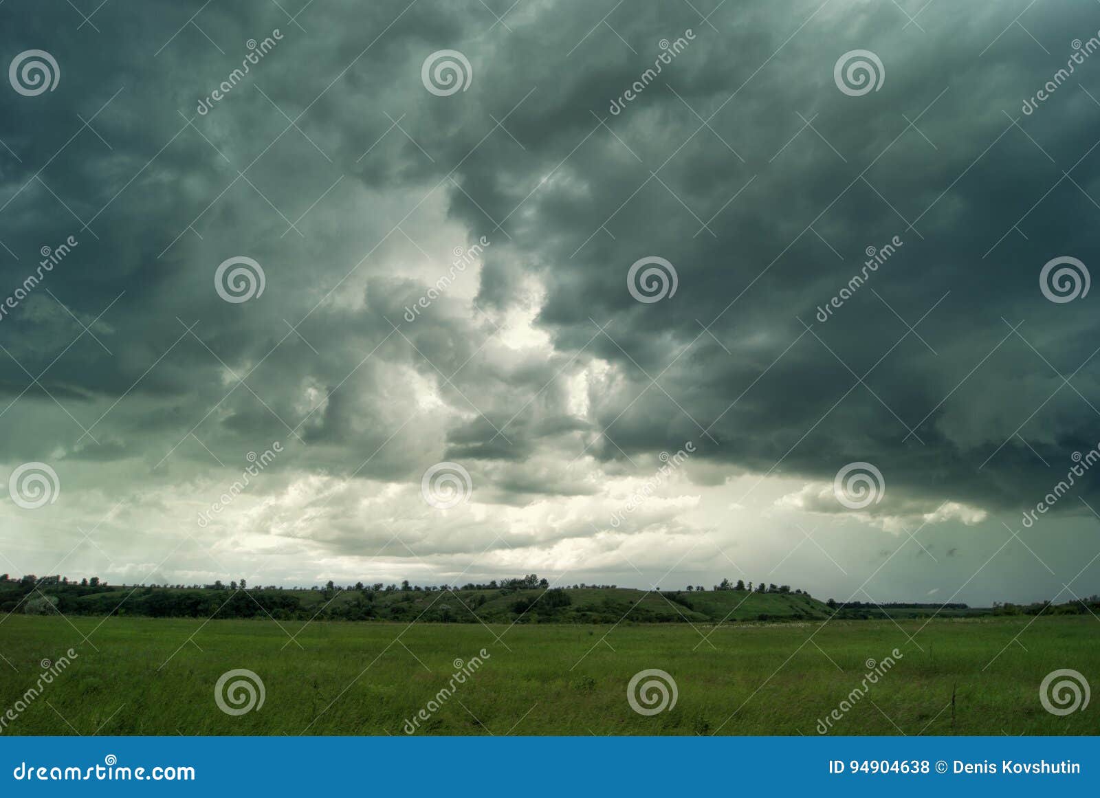 Clouds and Rain Over Fields and Forests Stock Photo - Image of gray ...