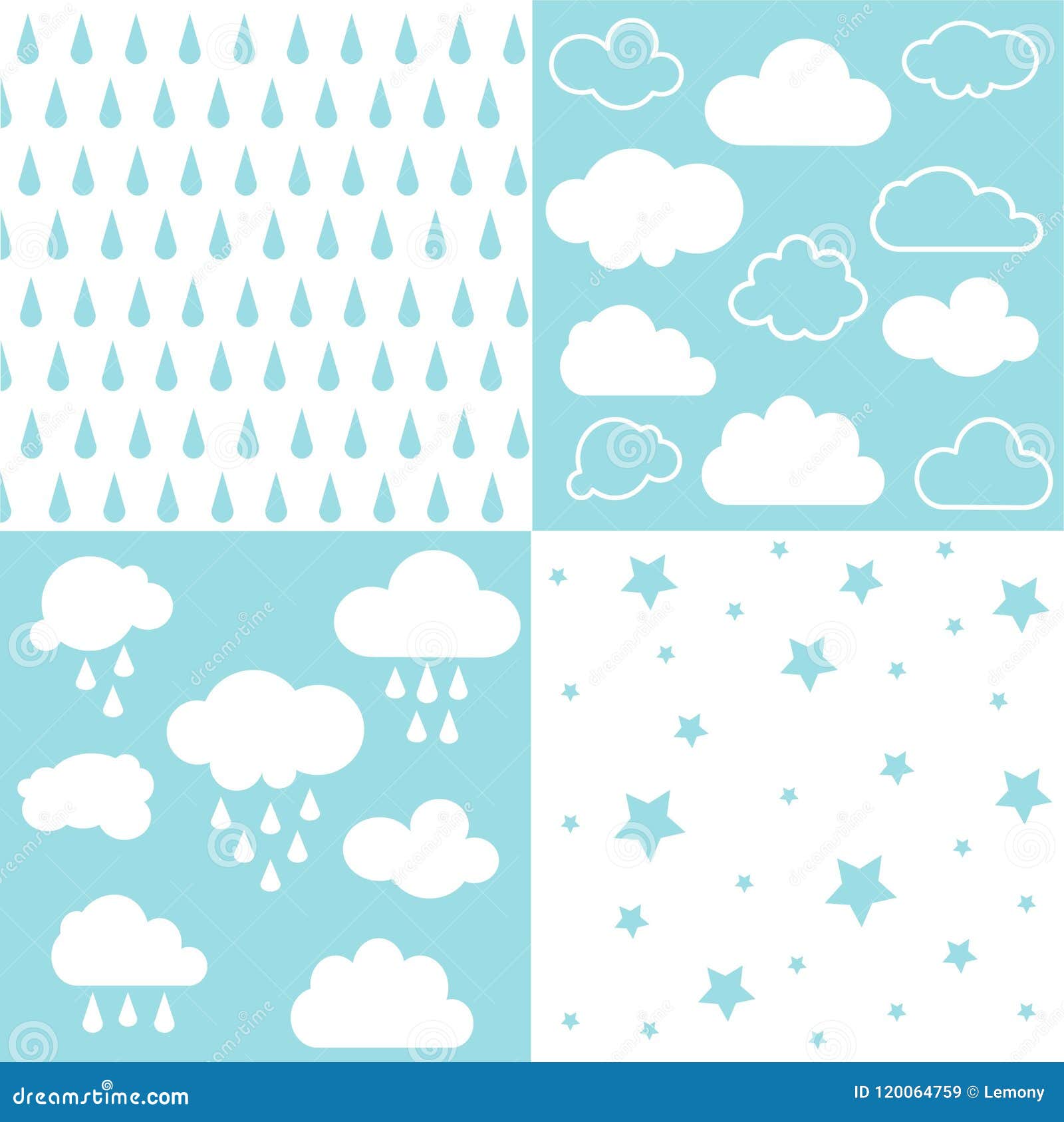 Clouds and Rain Seamless Patterns Stock Vector - Illustration of ...