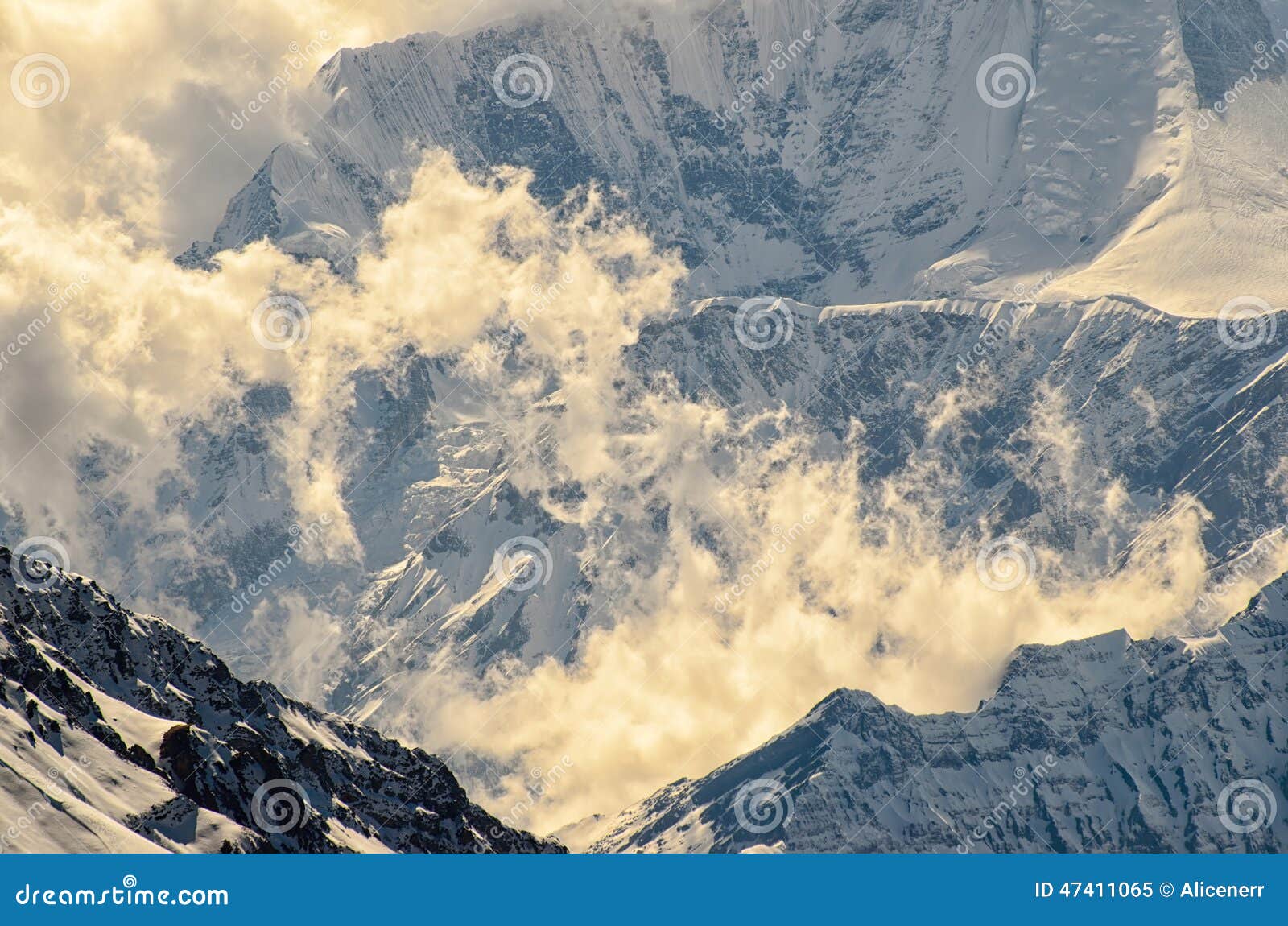 Clouds Raising in Mountains in a Wonderful Soft Light Stock Image ...