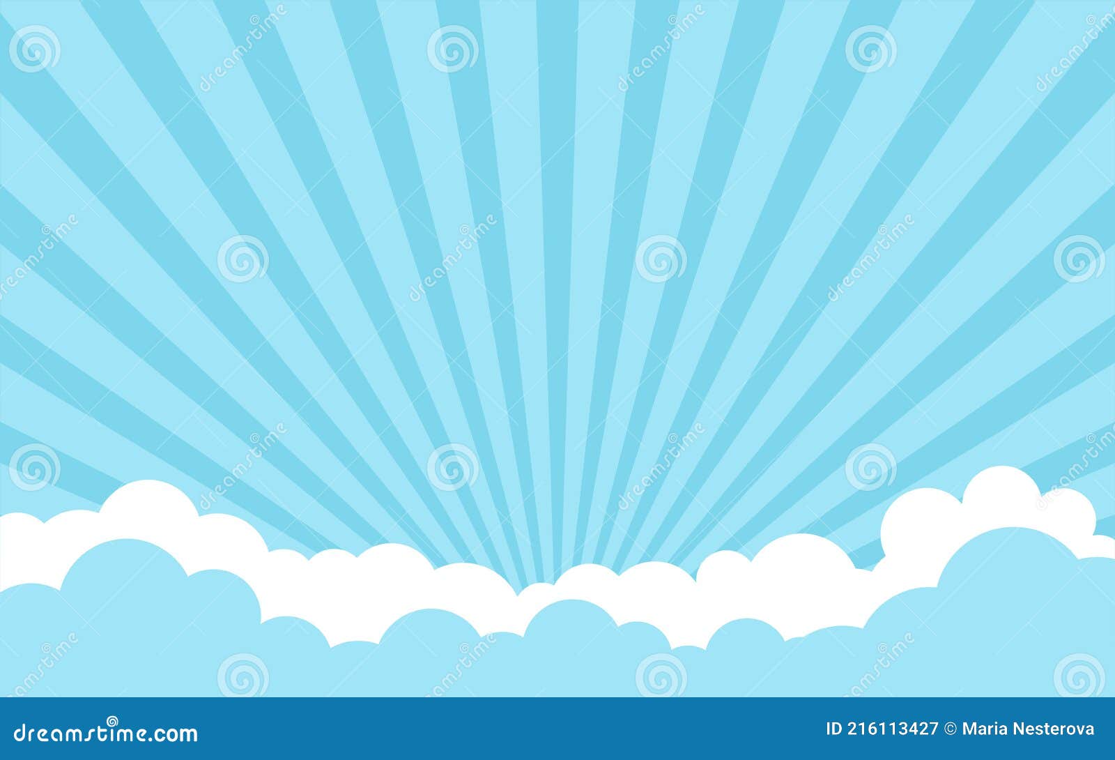 Clouds and Rays Background. Vector Horizontal Illustration Stock Vector ...