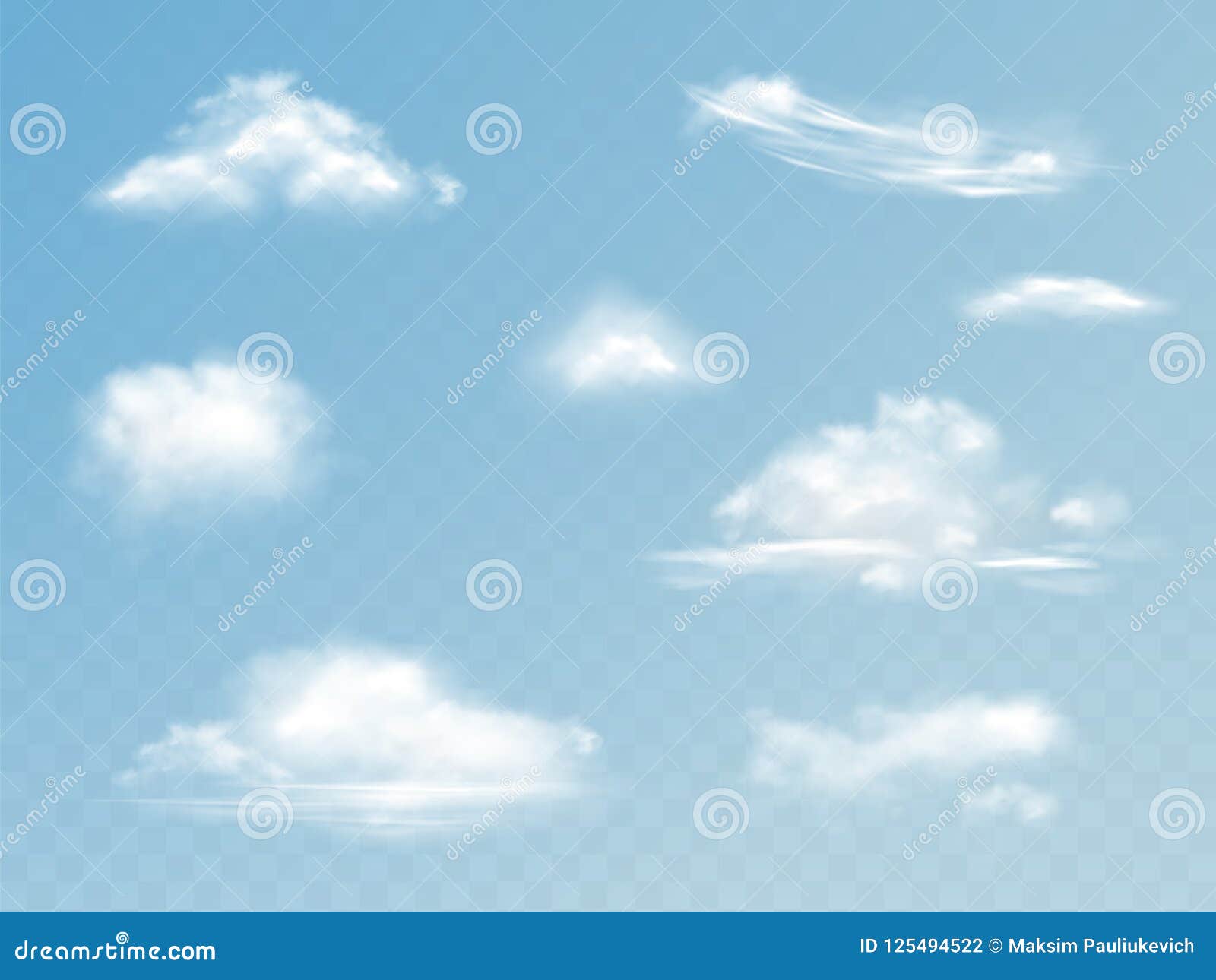 Clouds Realistic Isolated Vector Illustration Set Stock Vector ...