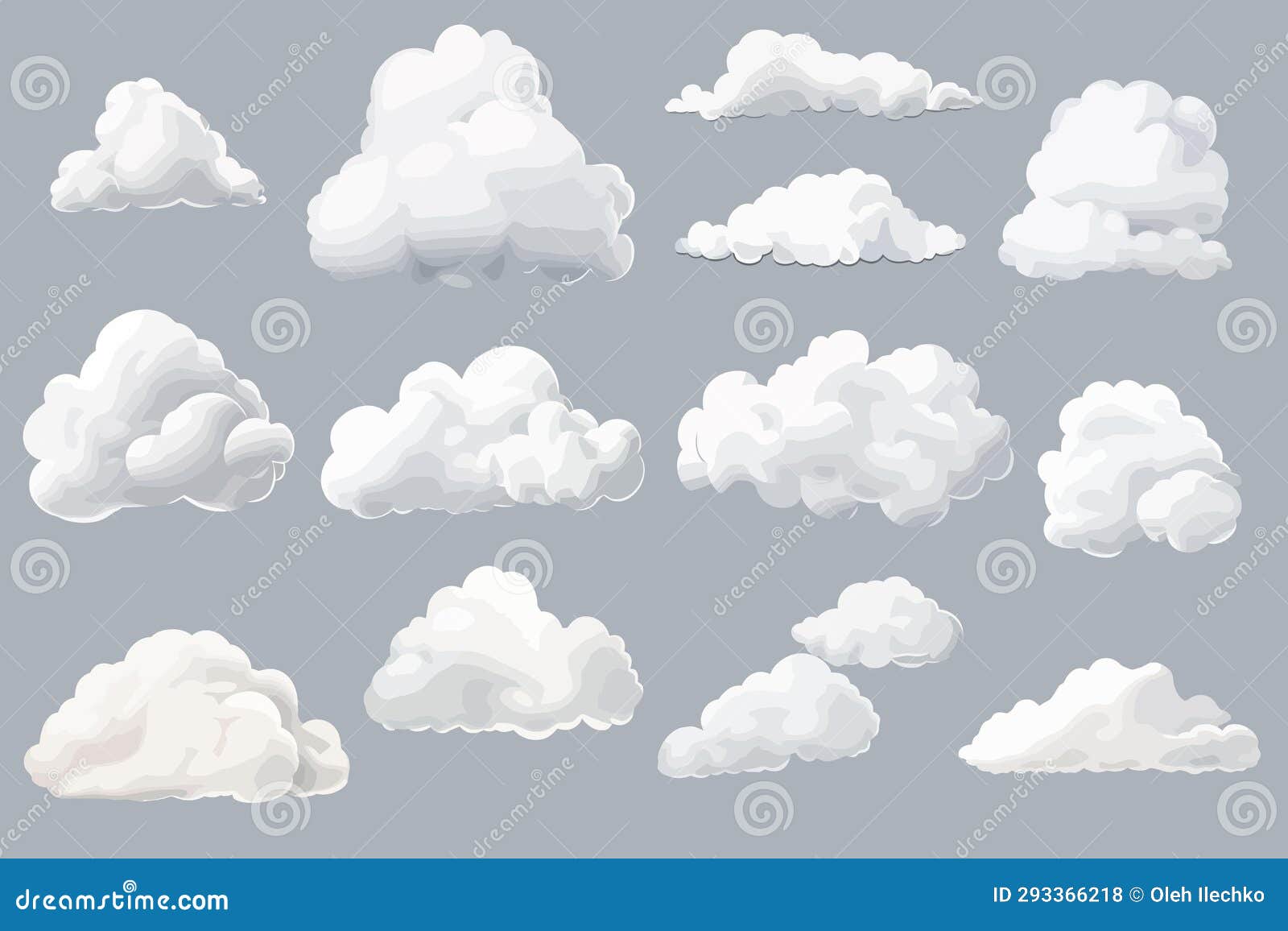 Clouds Realistic Set Vector Flat Minimalistic Isolated Illustration ...