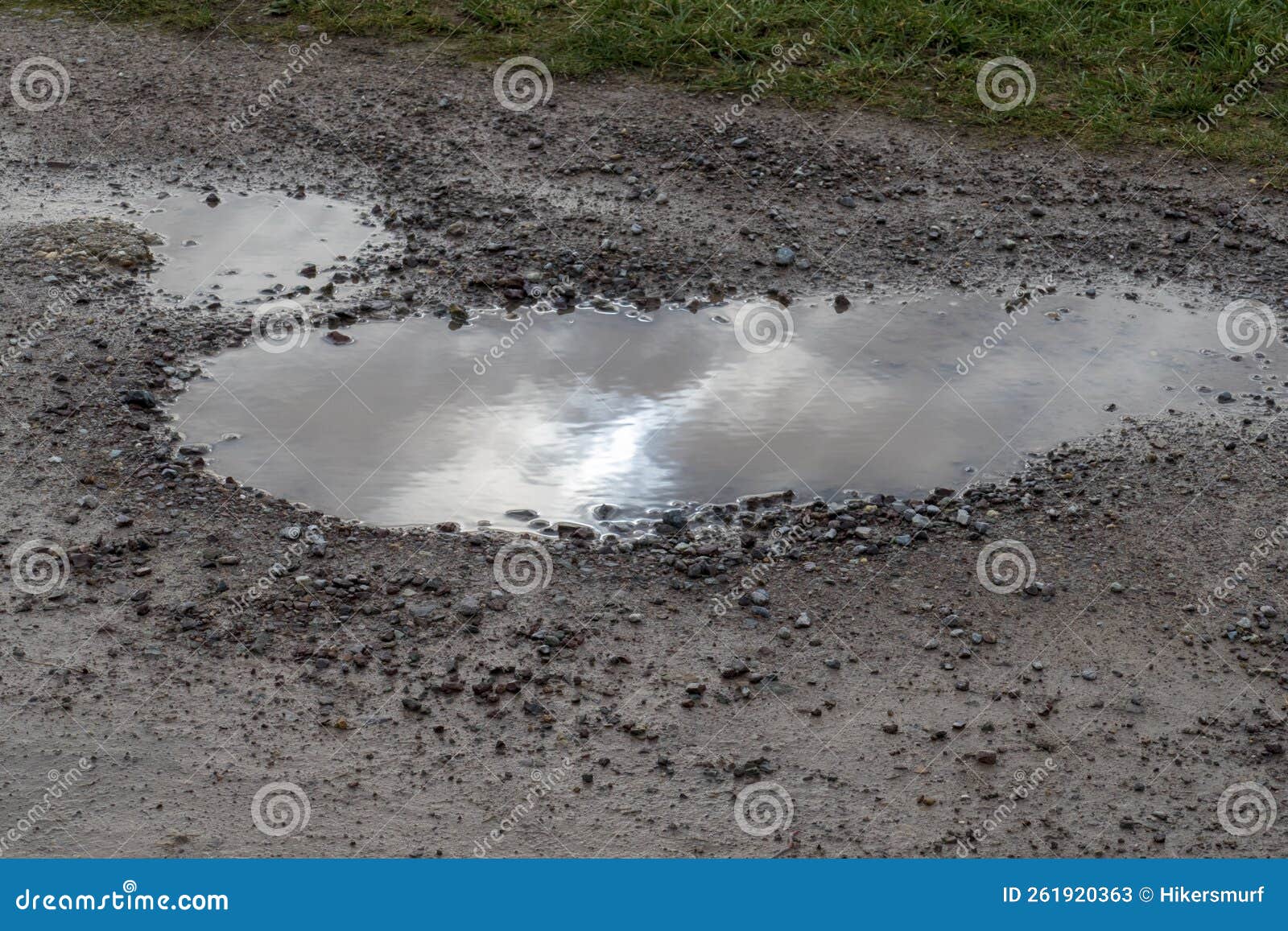 Clouds are Reflected in a Puddle on the River Murg Stock Image - Image ...