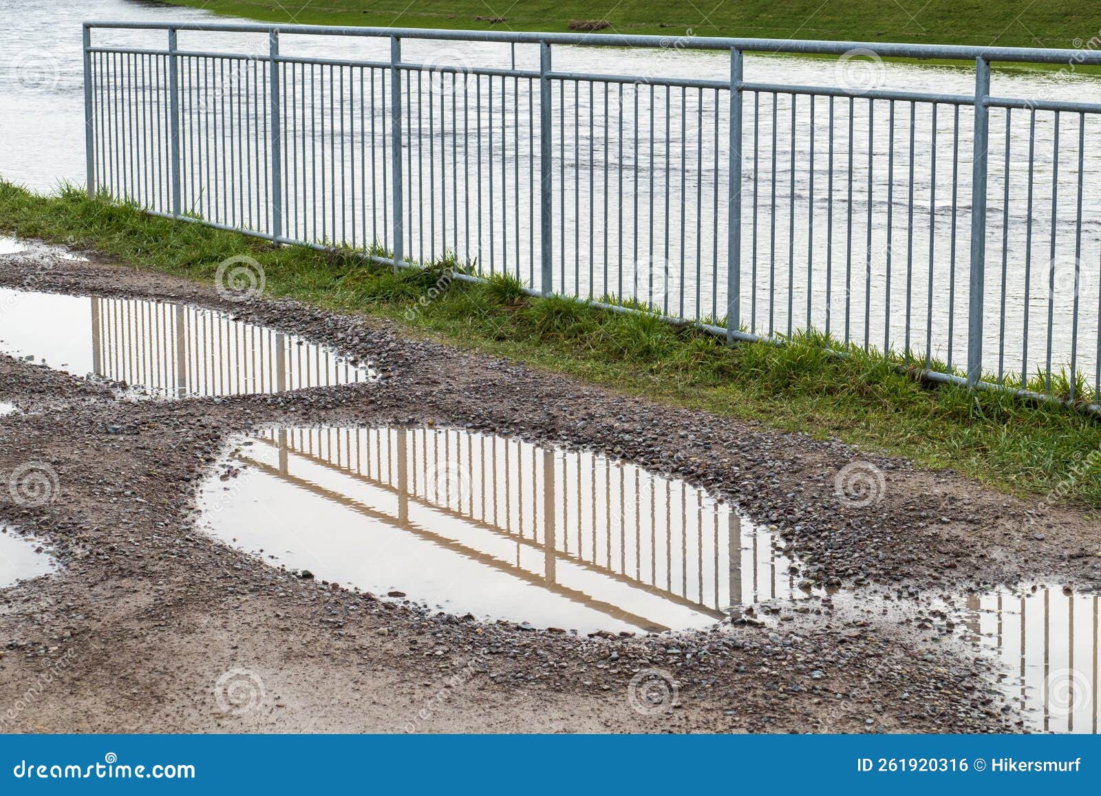Clouds are Reflected in a Puddle on the River Murg Stock Photo - Image ...