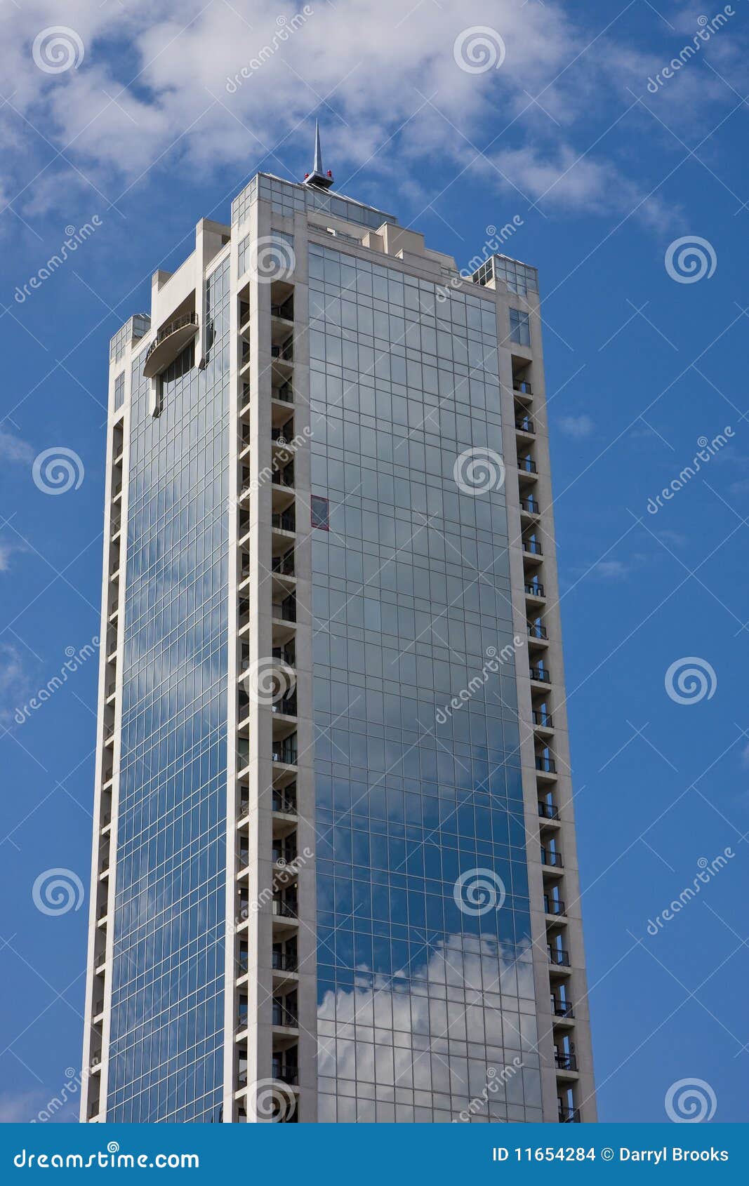 Clouds Reflected in Square Office Tower Stock Photo - Image of highrise ...