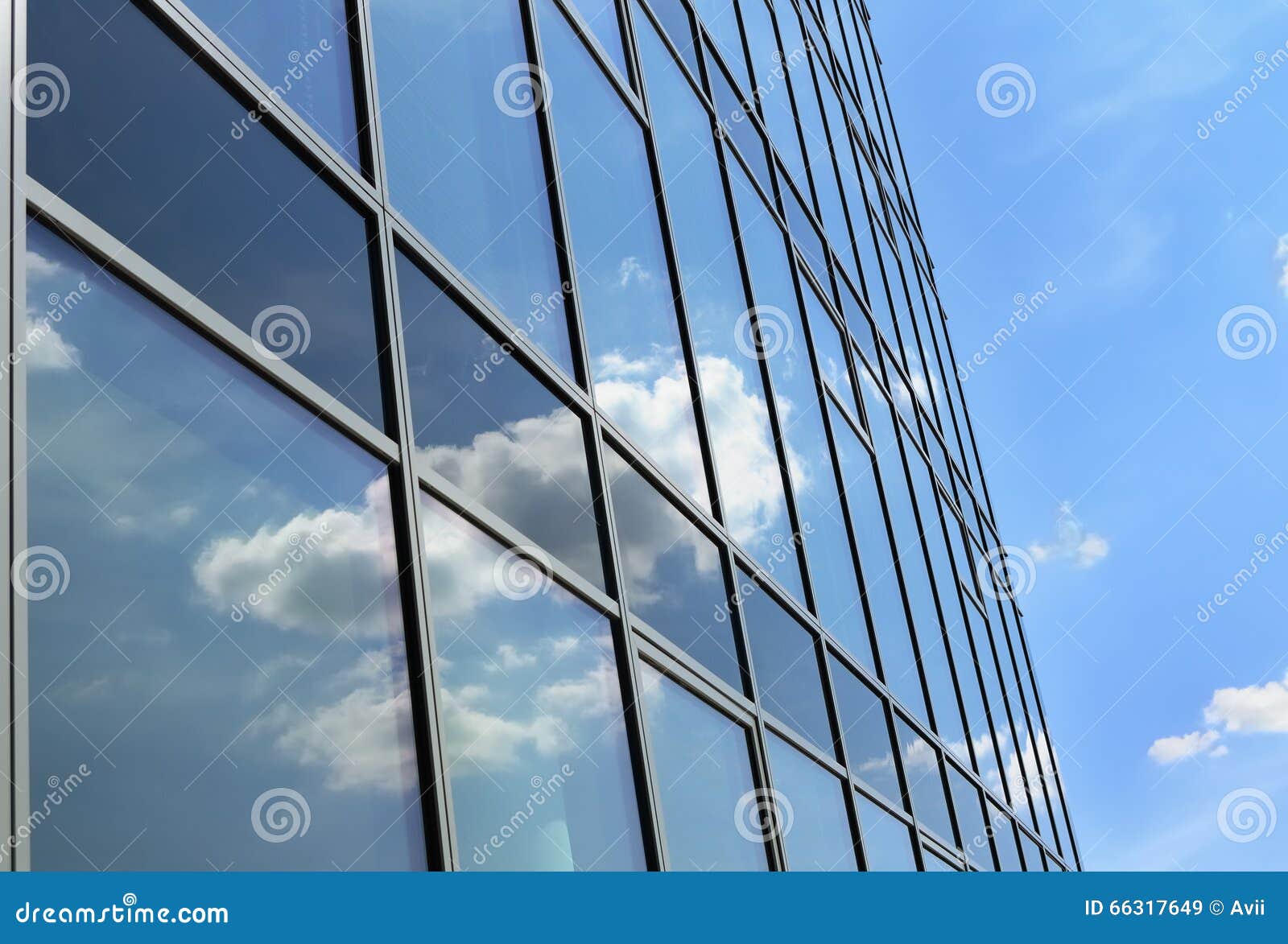 Clouds Reflected in Windows of Office Building Stock Image - Image of ...