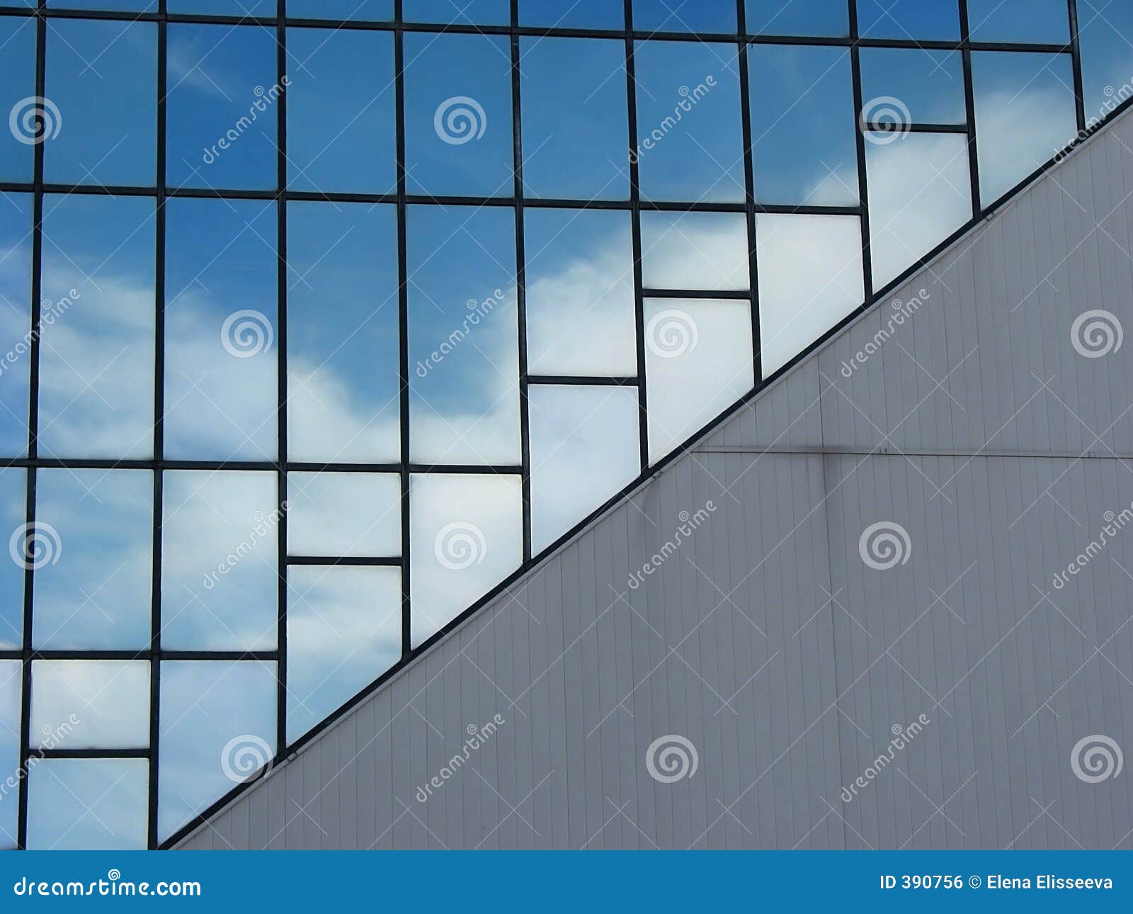 Clouds Reflection in Office Building Stock Photo - Image of structure ...