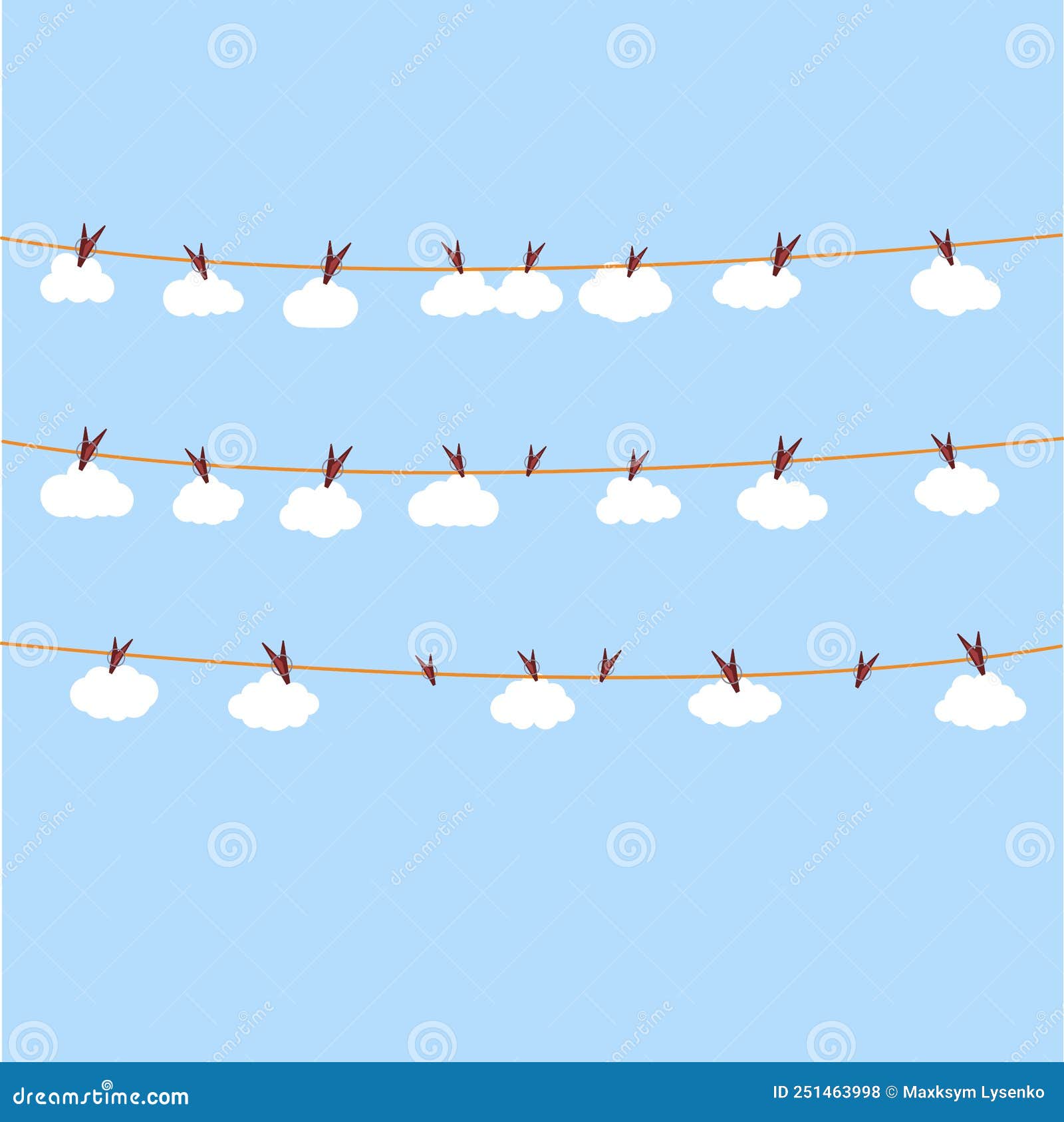 Clouds on Ropes. Abstract Illustration on Blue Stock Vector ...