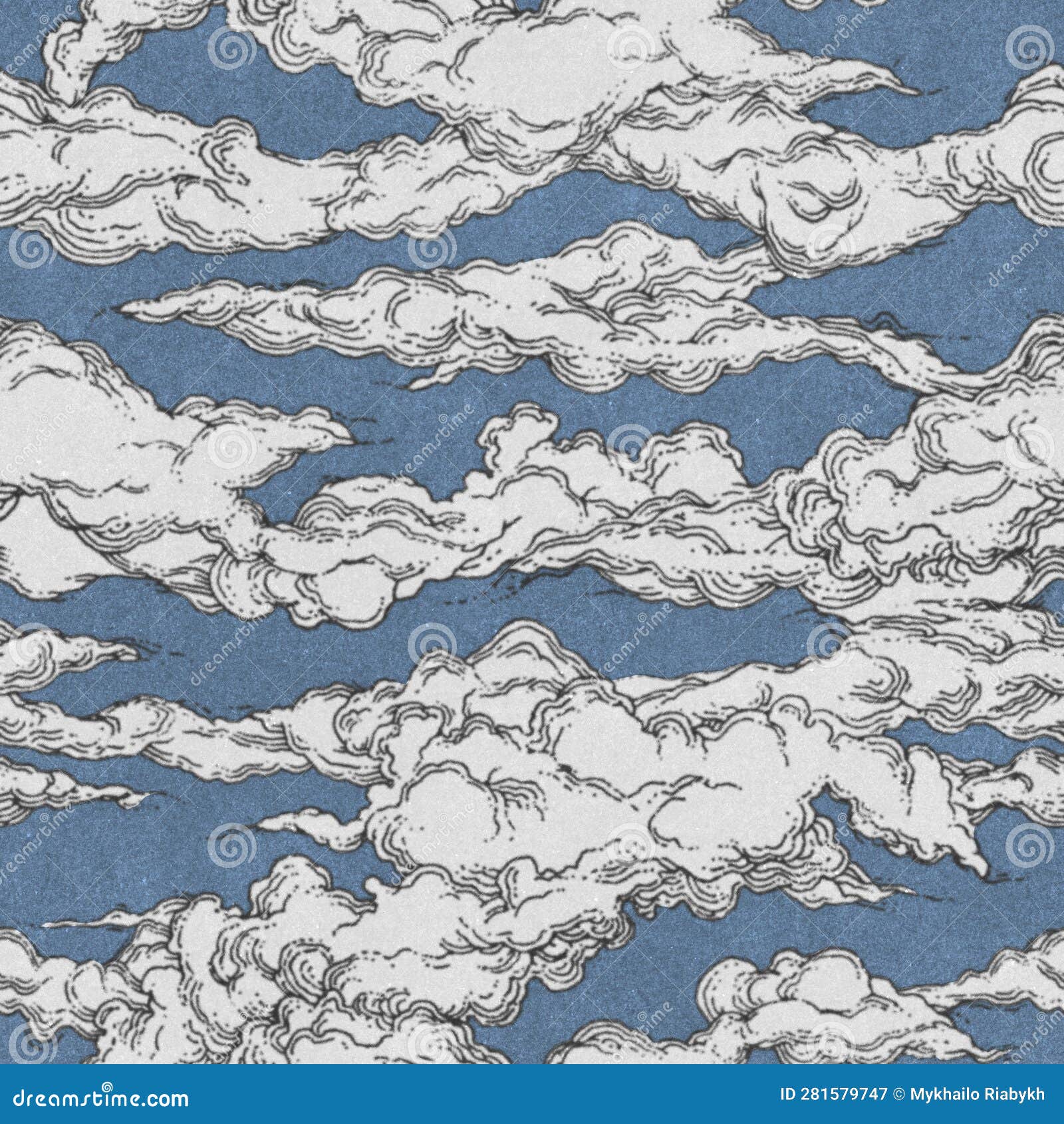 Clouds Seamless Pattern Design, Sky Pattern, Rain, Asian, Japanese ...