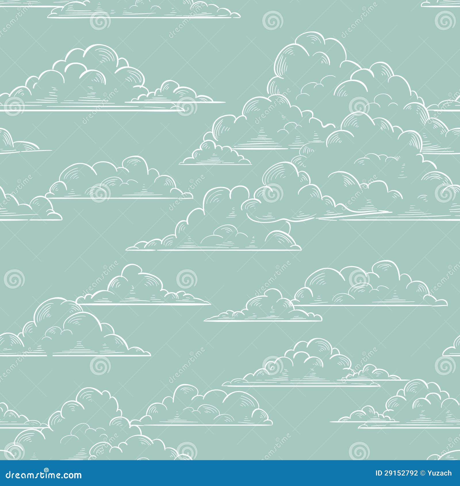 Clouds Seamless Pattern Hand-drawn Stock Vector - Illustration of ...